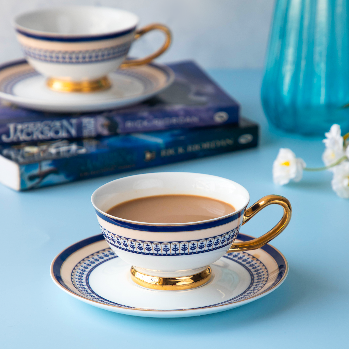 Blue Lagoon 12 Pcs Cup & Saucer Set – Monno Ceramic