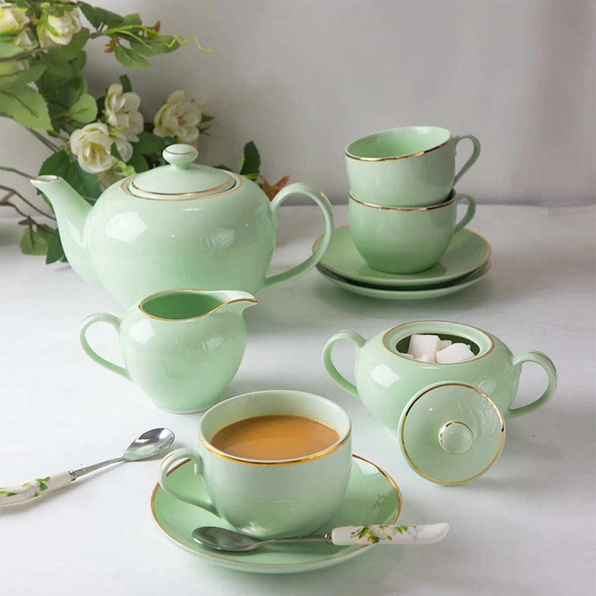 Senorita Celadon 15 Pcs Tea Set – Monno Ceramic
