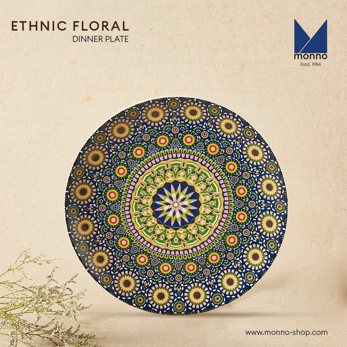 Ethnic Floral Dinner Plate – Monno Ceramic